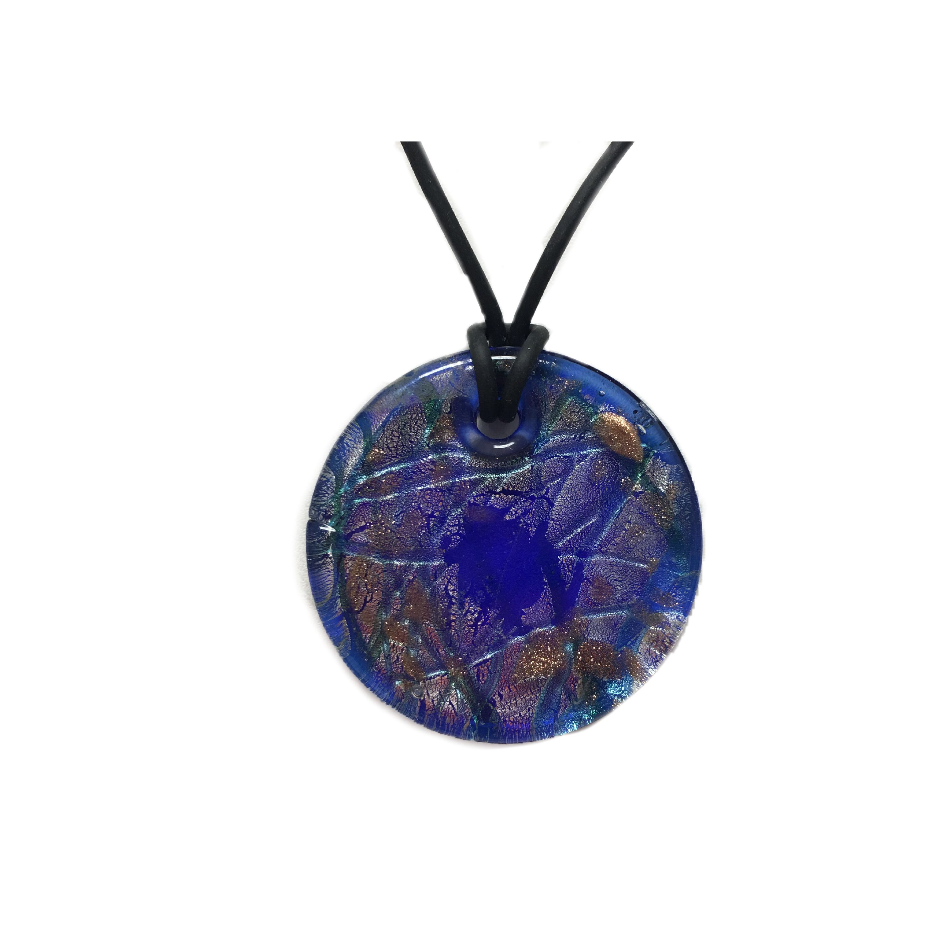 Cobalt Blue Glass Medallion With Black Cord | Property Room