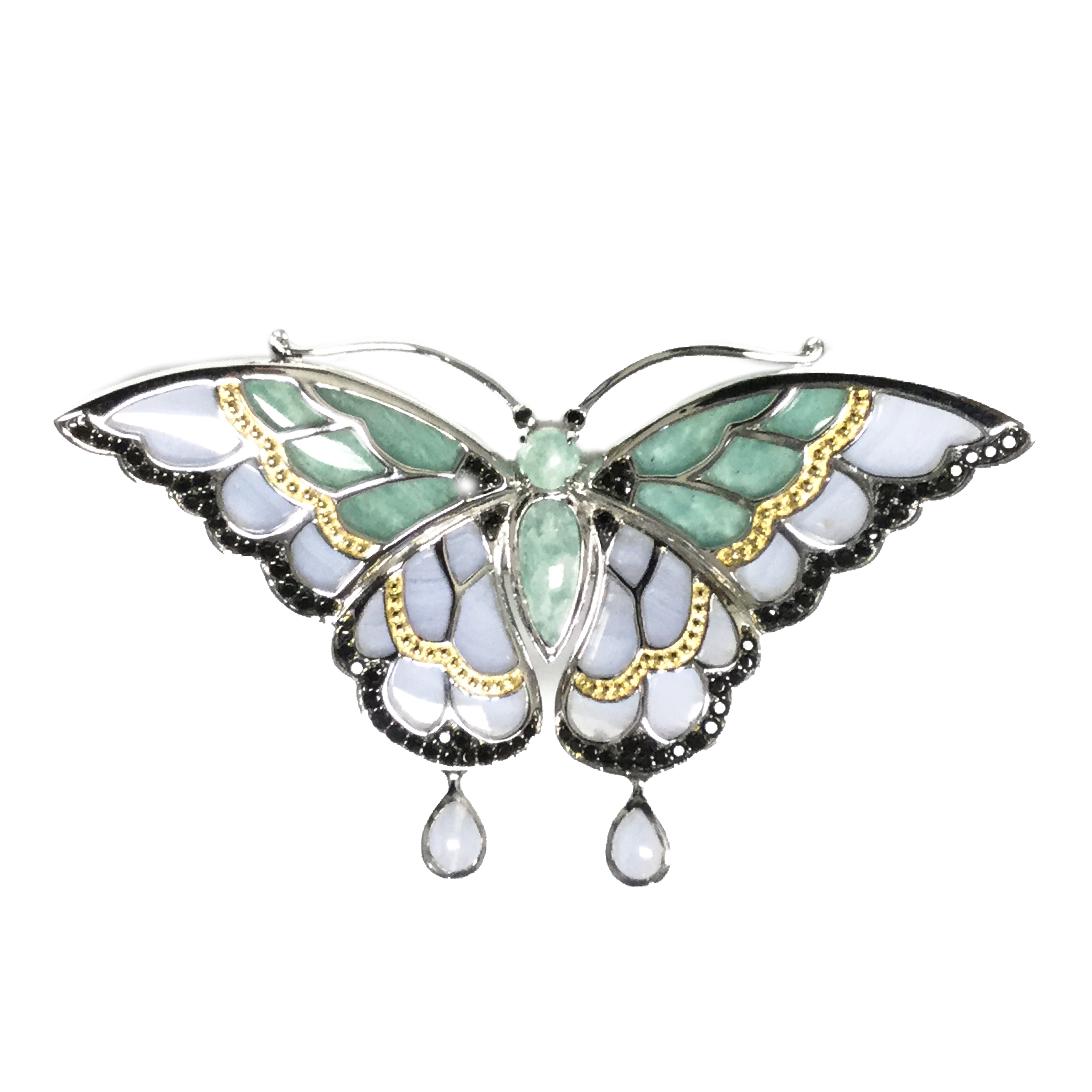 Large Genuine Stone Butterfly Pin Brooch | Property Room