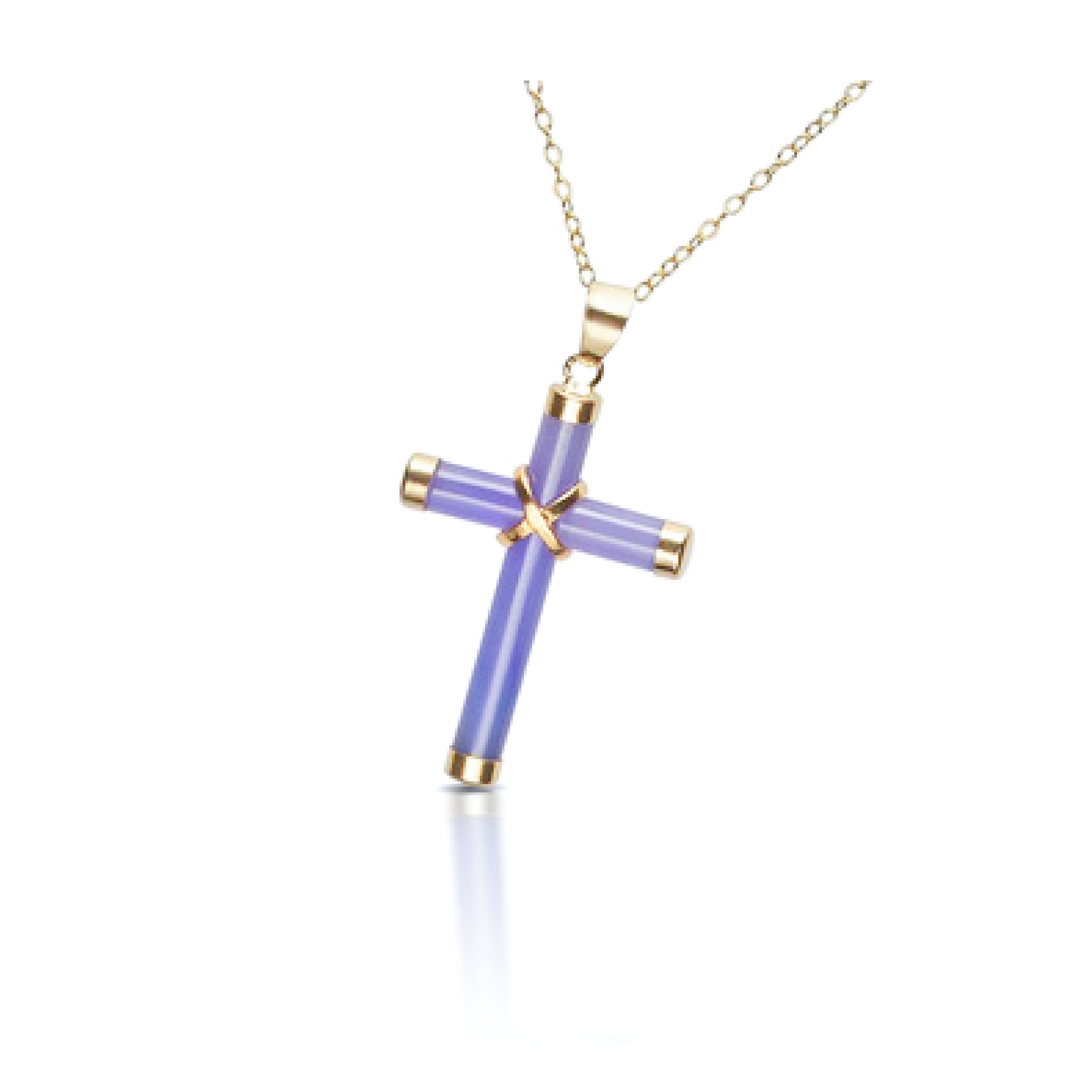 Purple Jade Cross in 14K Yellow Gold over Sterling Silver | Property Room