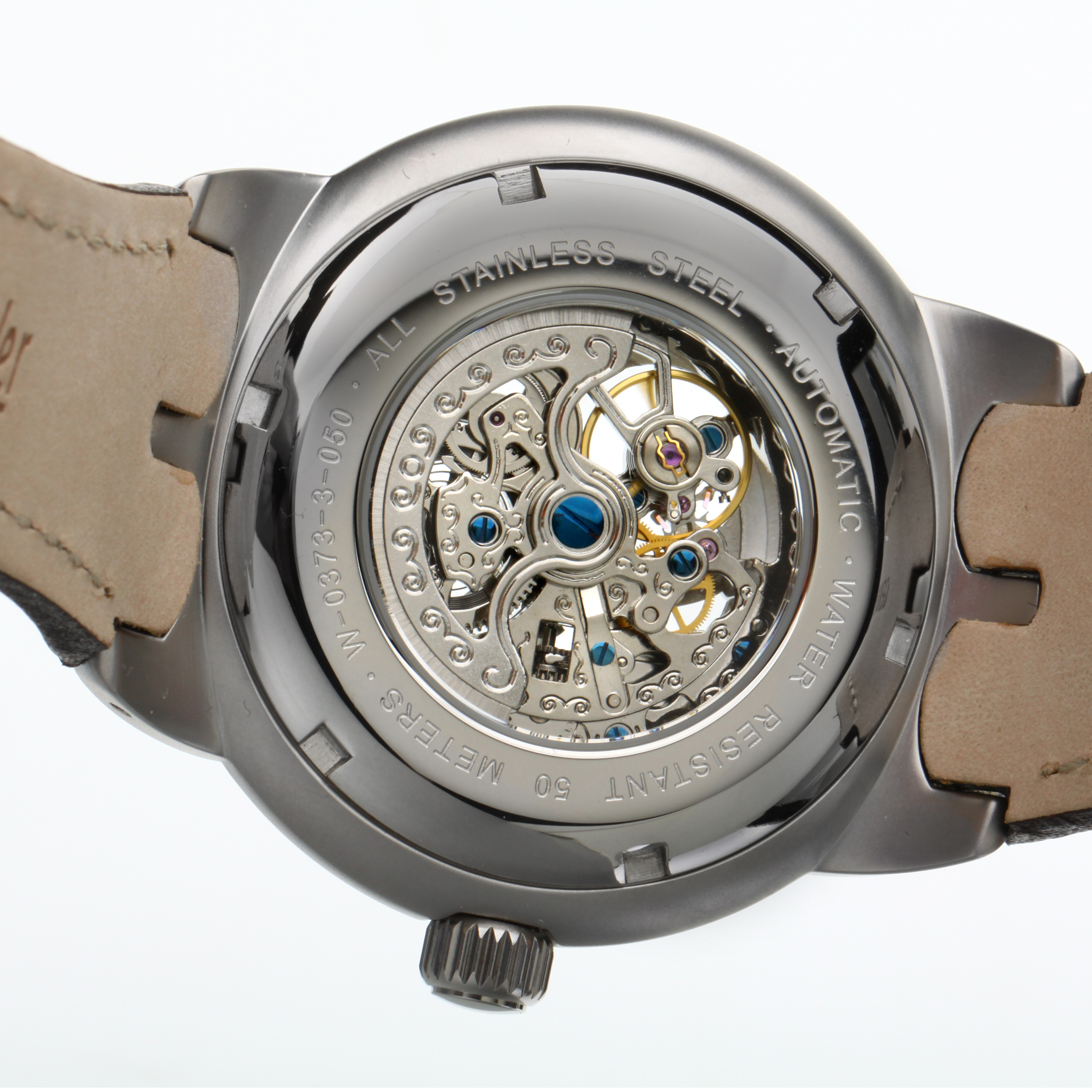 Wohler Gents Mach Automatic Skeleton Brown Leather Strap/Brown ...