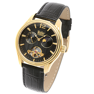 Wohler Gents Fromm Automatic Multi-Function Black Leather Strap/Black ...
