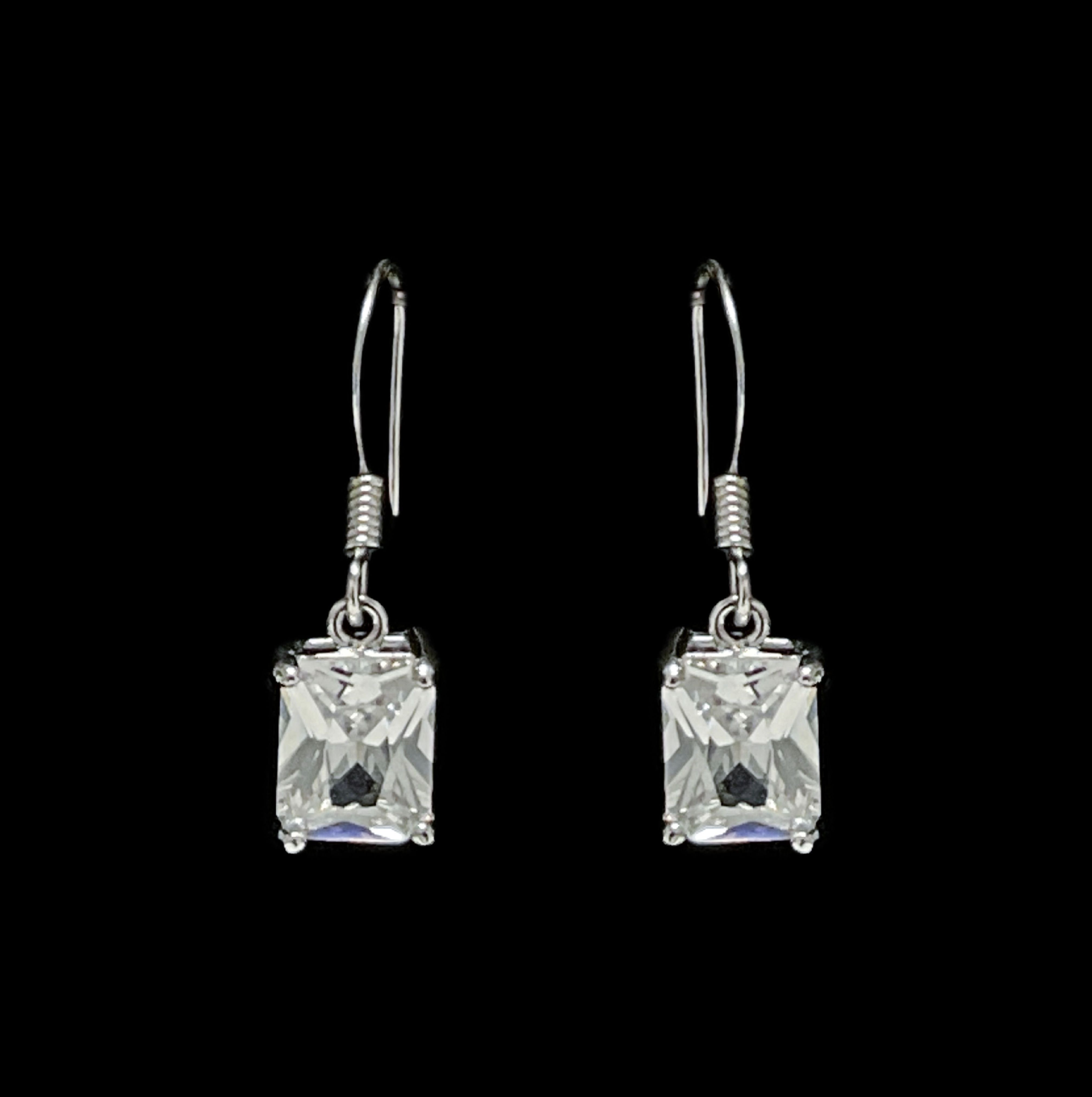Silvertone Cz Dangle Drop Earrings | Property Room