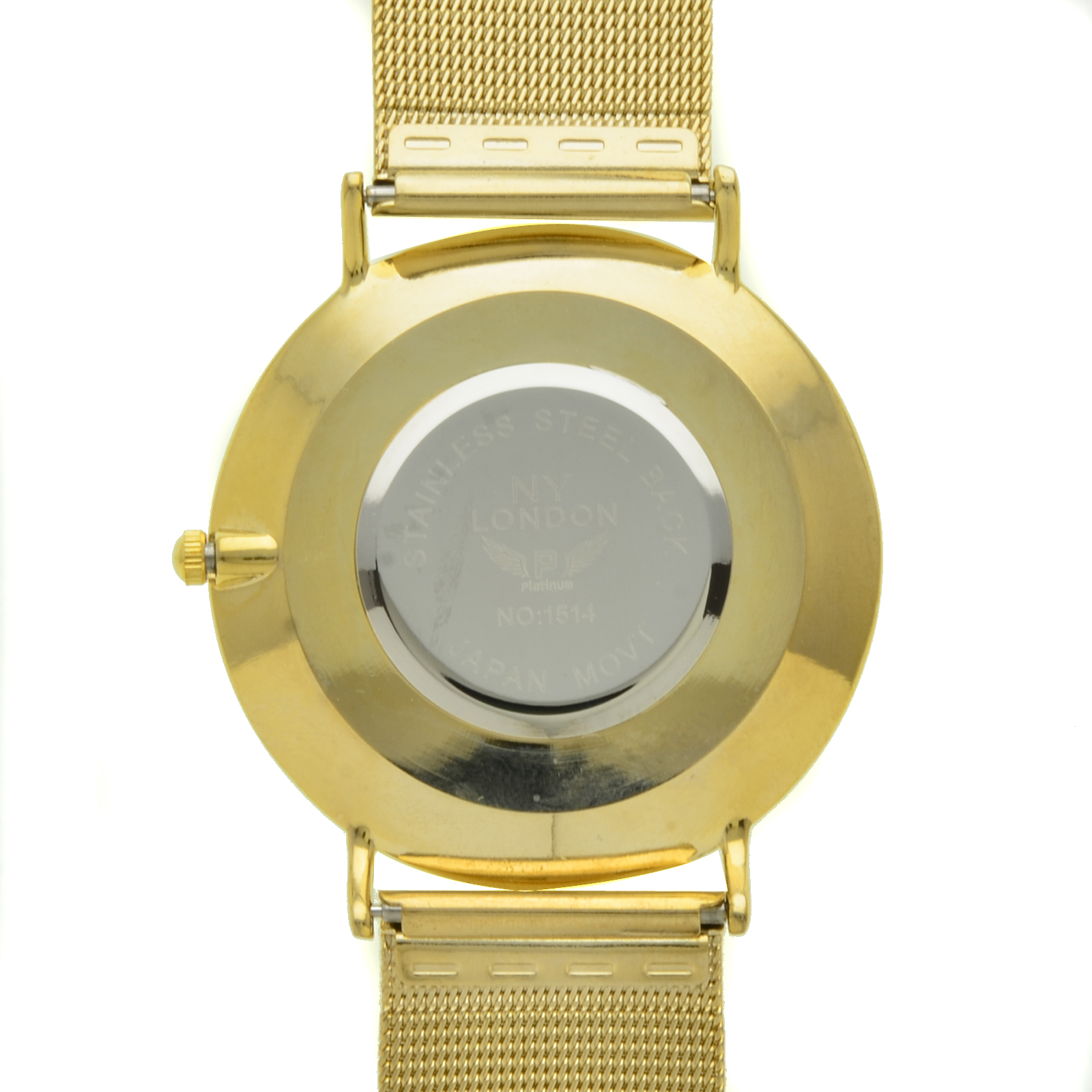 NY London Quasar Mens Watch - Gold Mesh Strap, White Dial | Property Room