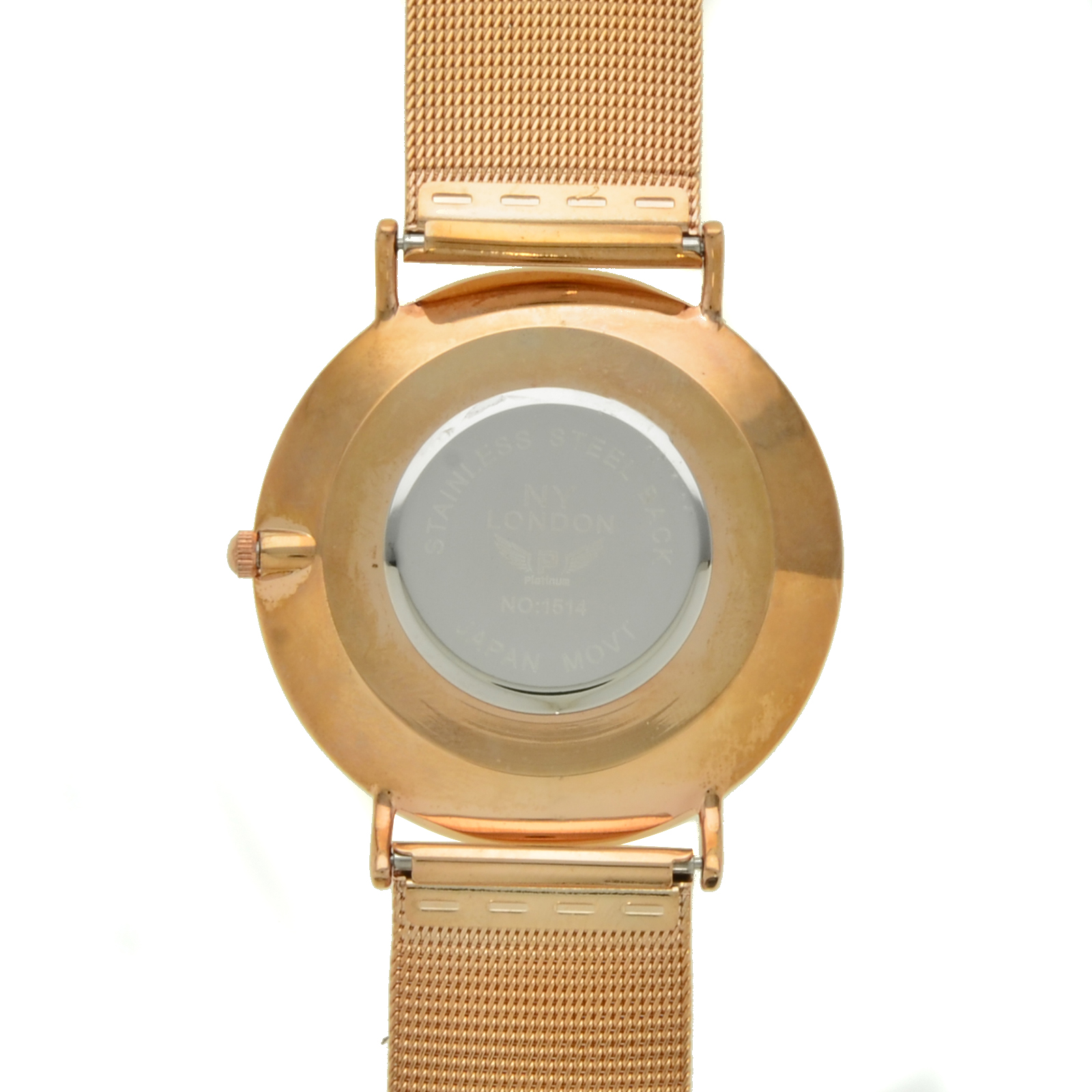 NY London Quasar Mens Watch - Rose Gold Mesh Strap, White Dial ...