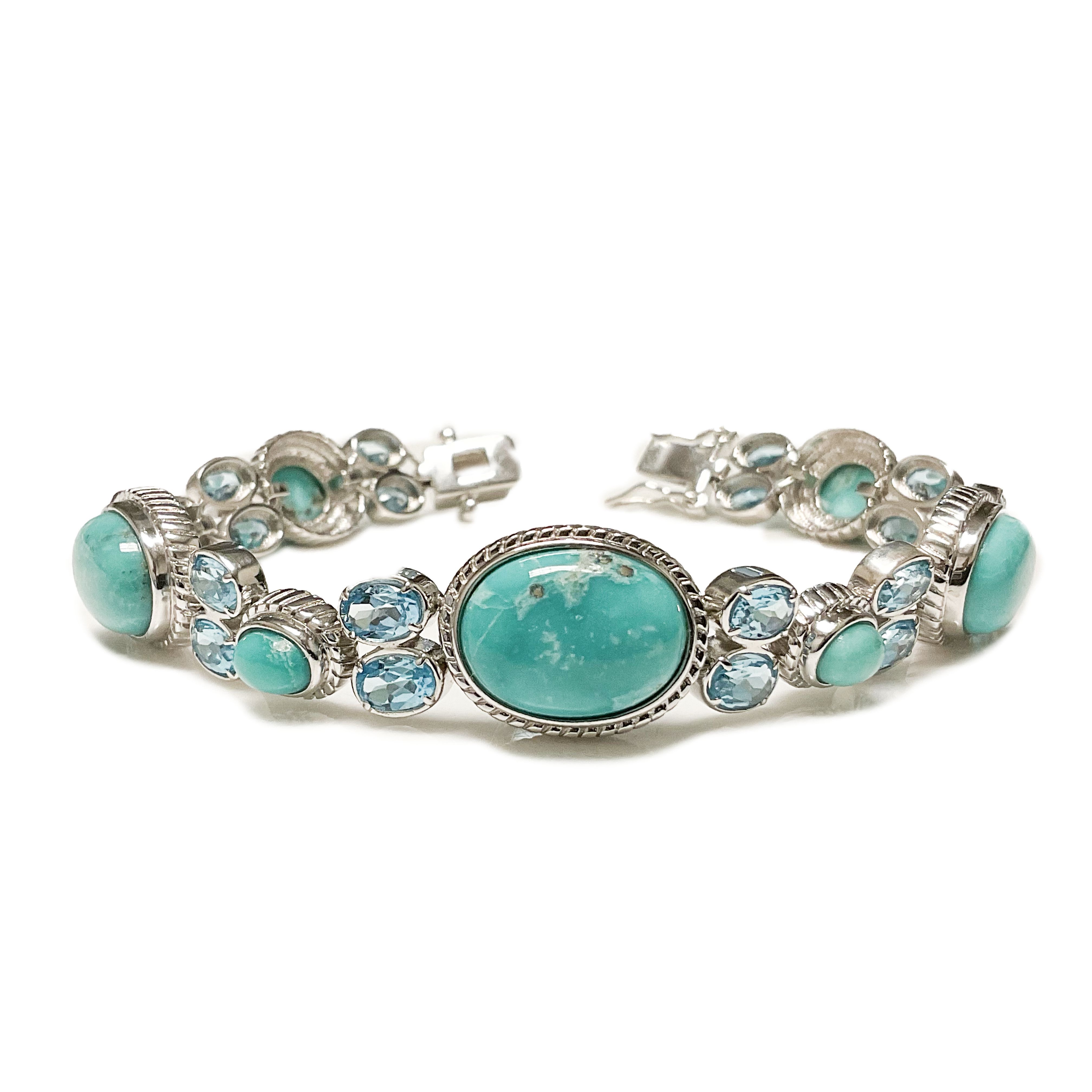 Sterling Silver Turquoise and Blue Topaz Bracelet | Property Room