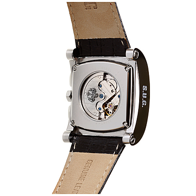 S.U.G. Gents Tanker Automatic Multi-Function Black Leather Strap/Red ...