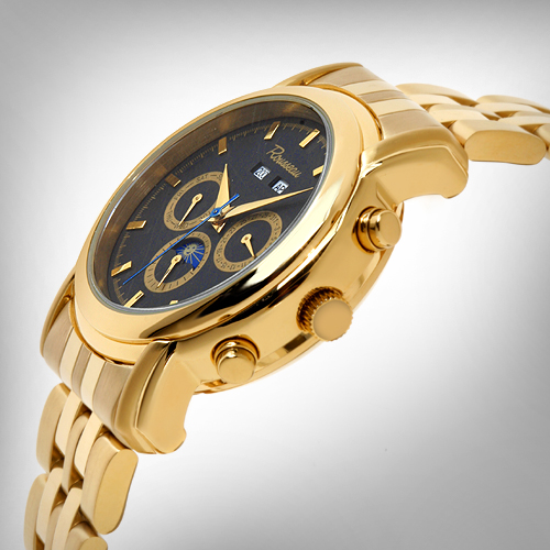 Rousseau Gents Myth Automatic Multi-Function Gold Tone/Black-Gold Dial ...