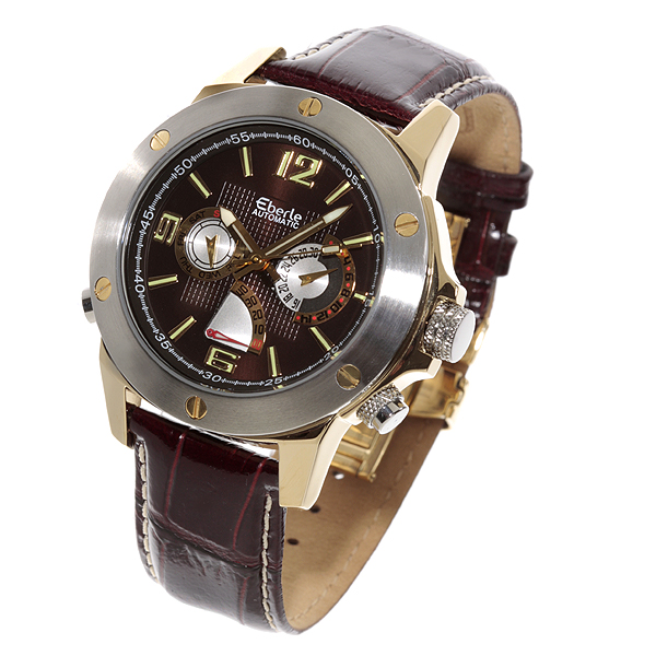 Eberle Gents Parthenon Automatic Power Reserve Brown Leather Strap ...