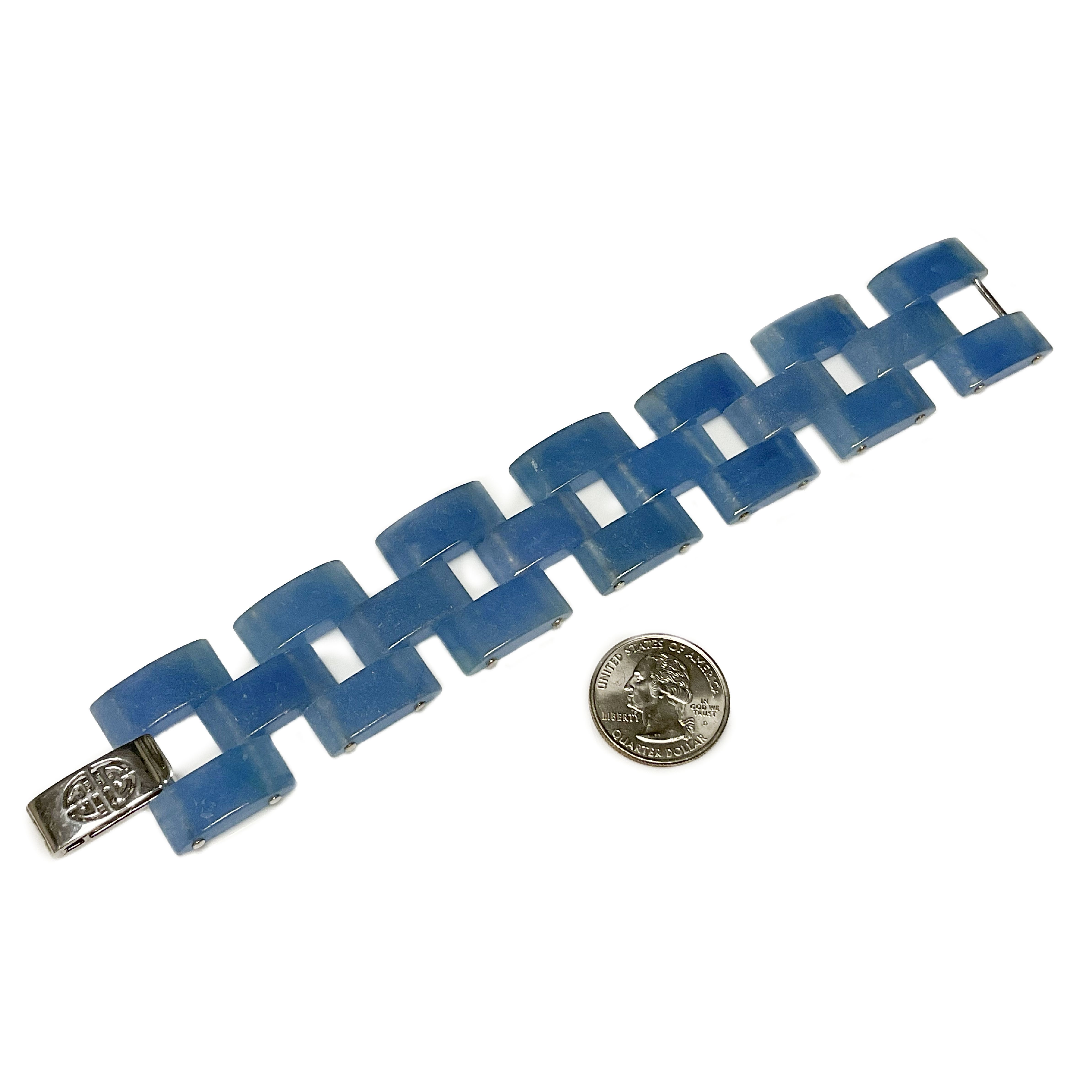 Wide Blue Jade Link Symbol Bracelet | Property Room