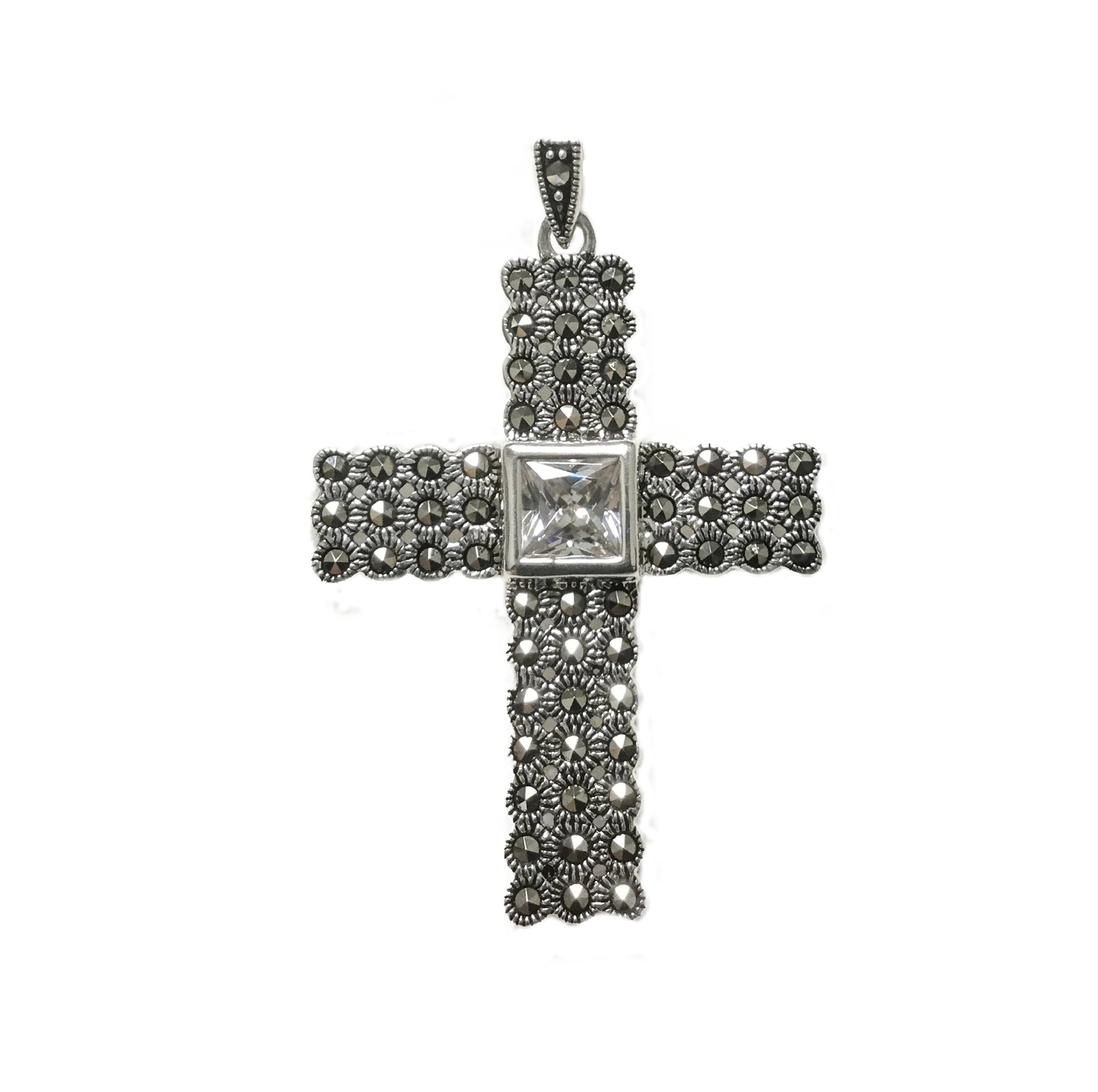 Large Marcasite Cross Pendant In Sterling Silver | Property Room
