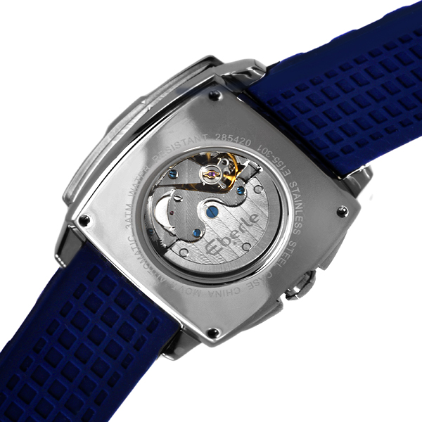 Eberle Gents Capital Automatic Multi-Function Blue Rubber Strap/Blue ...