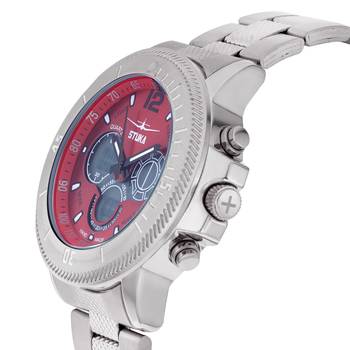 Stuka SR-71 Ana-Digi Mens Watch, Silver Bracelet, Red Dial | Property Room