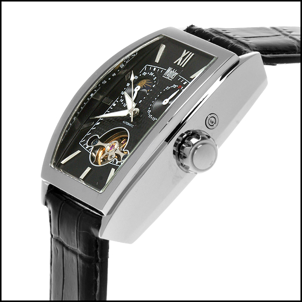 Wohler Gents Fischer Automatic Multi-Function Black Leather Strap/Back ...