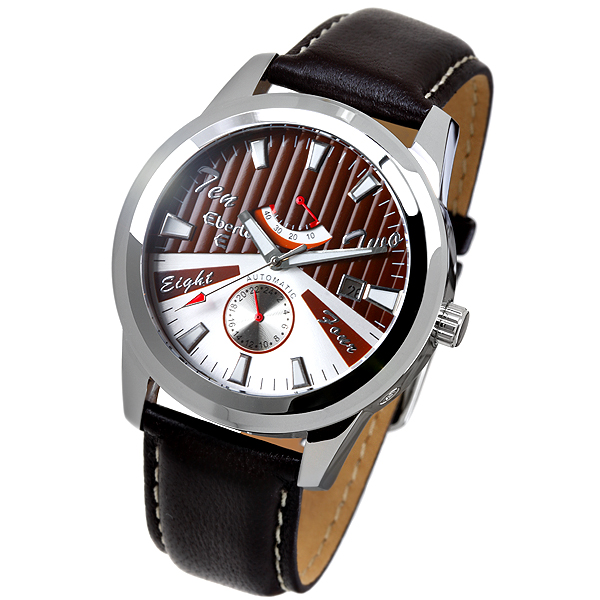 Eberle Voussior Automatic Dual Time Power Reserve Brown Leather Gents ...