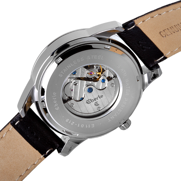 Eberle Voussior Automatic Dual Time Power Reserve Brown Leather Gents ...