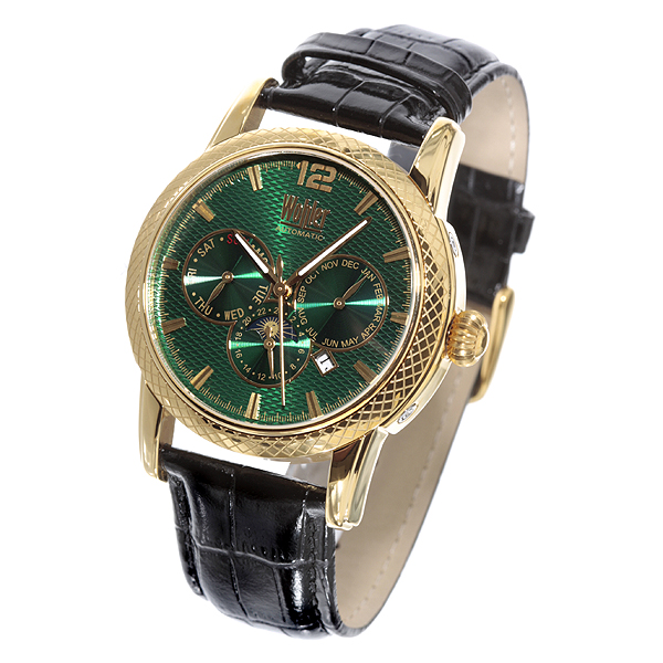 Wohler Gents Schreiber Automatic Multi-Function Black Leather Strap ...