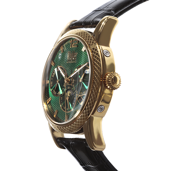 Wohler Gents Schreiber Automatic Multi-Function Black Leather Strap ...