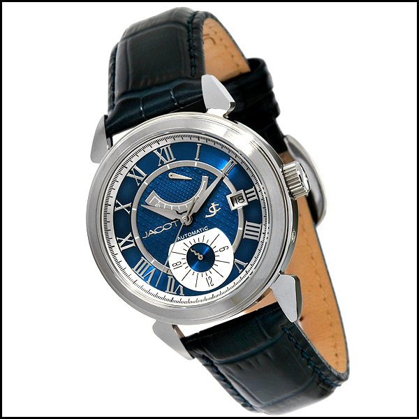 Jacot Gents Amsterdam Automatic Power Reserve Blue Leather Strap/Blue ...