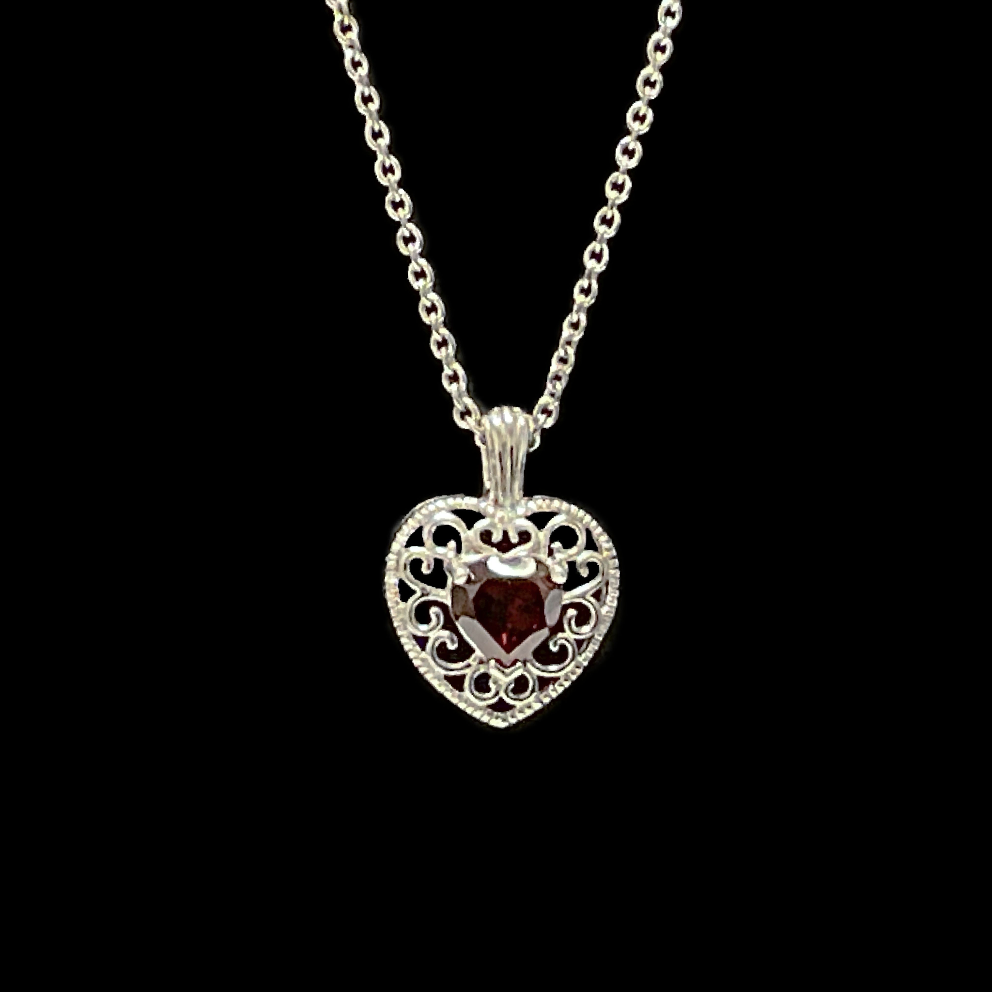 Silvertone Filigree Heart Pendant with Chain | Property Room