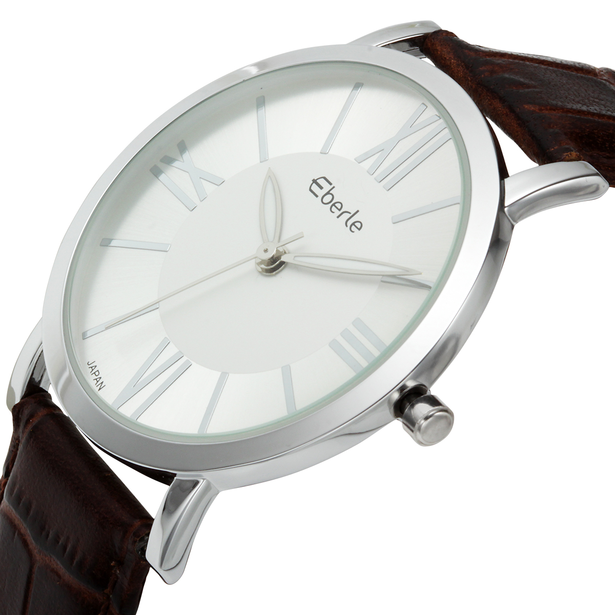 Eberle Renzo Men's Watch Soft Genuine Croc Grain Leather Strap ...