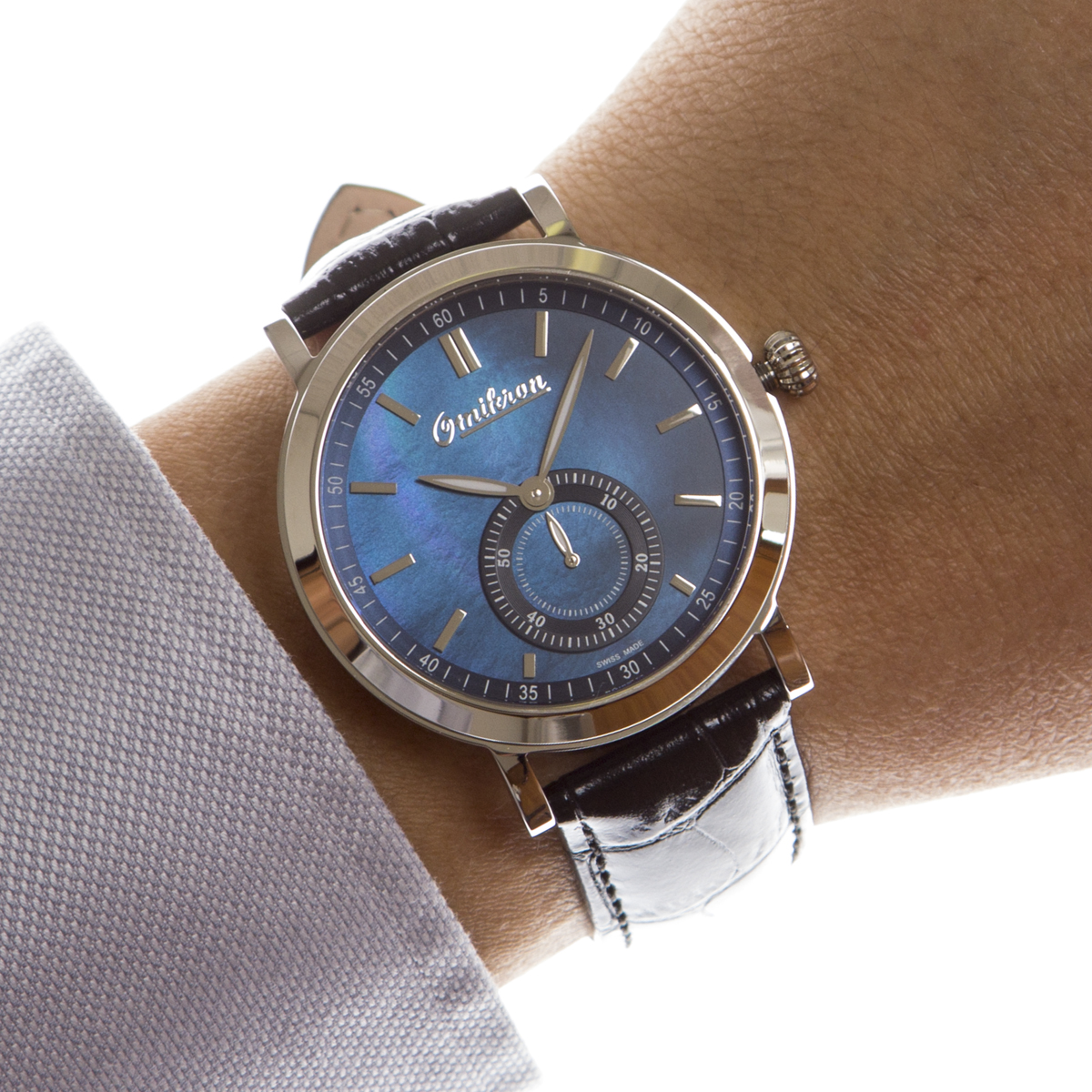 Omikron Swiss Quartz Mother of Pearl Vintage Style Men's Watch ...