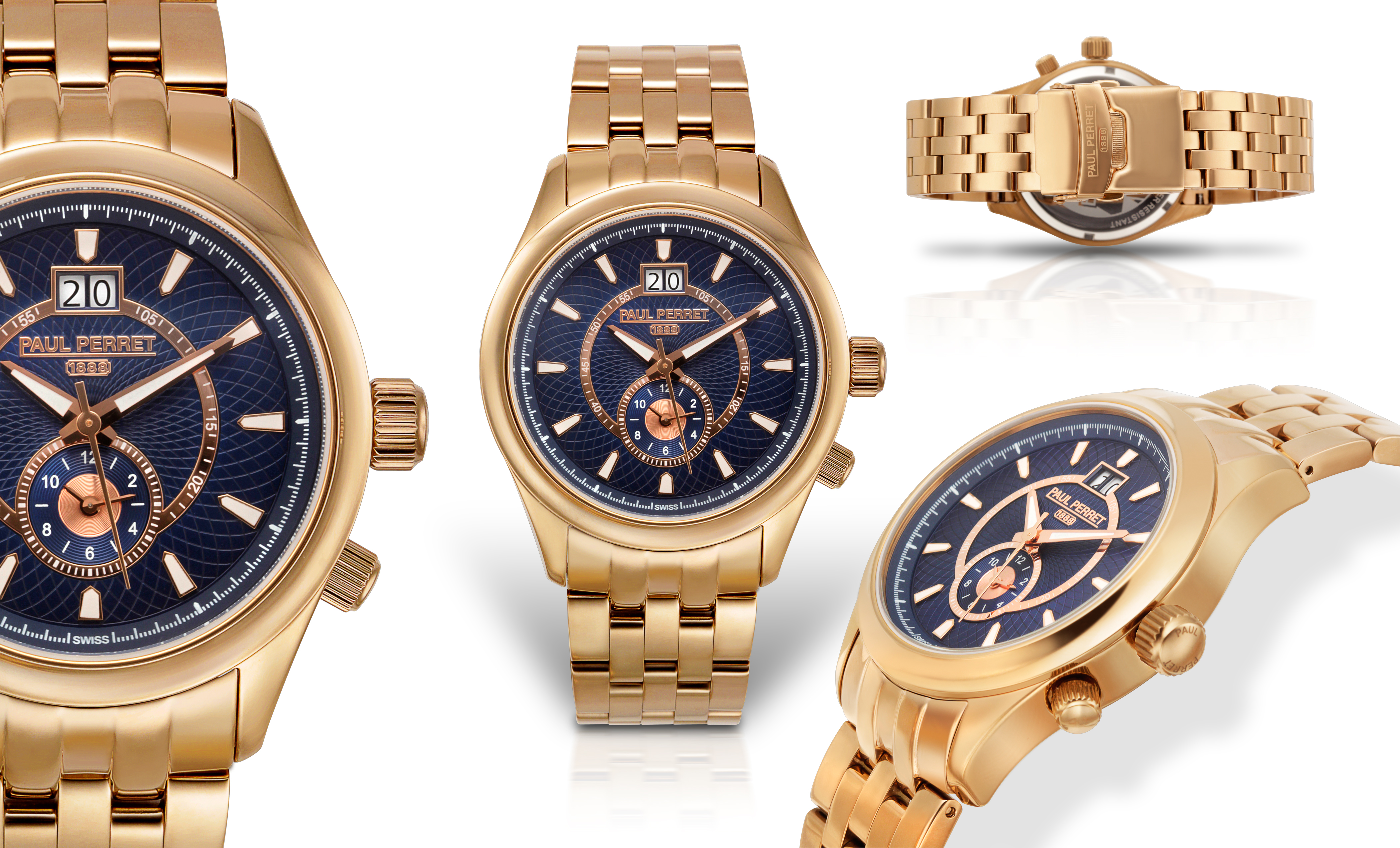 Paul Perret Musset Swiss Quartz Men's Watch Multi-Textured Dial ...