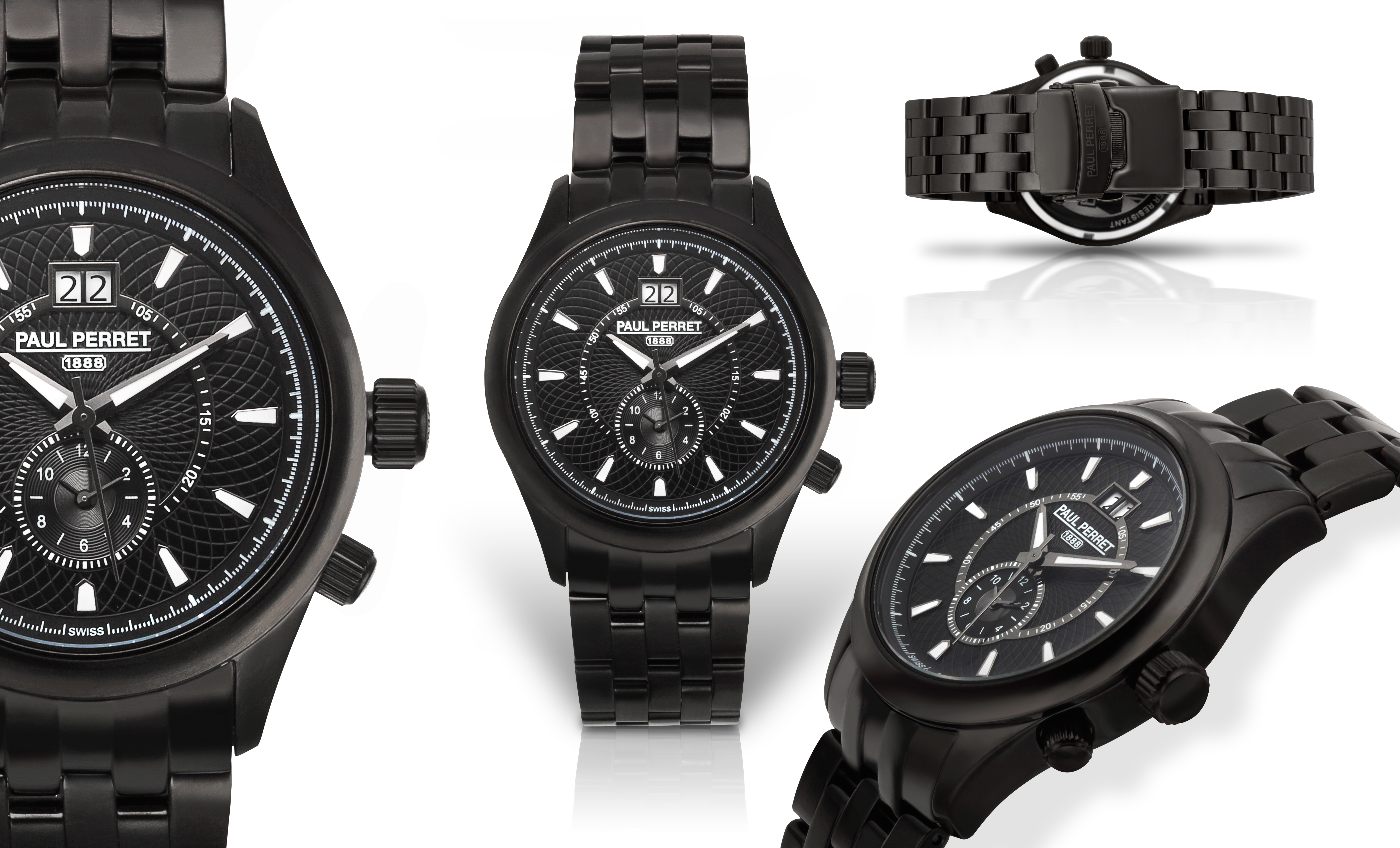 Paul Perret Musset Swiss Quartz Men's Watch Multi-Textured Dial ...