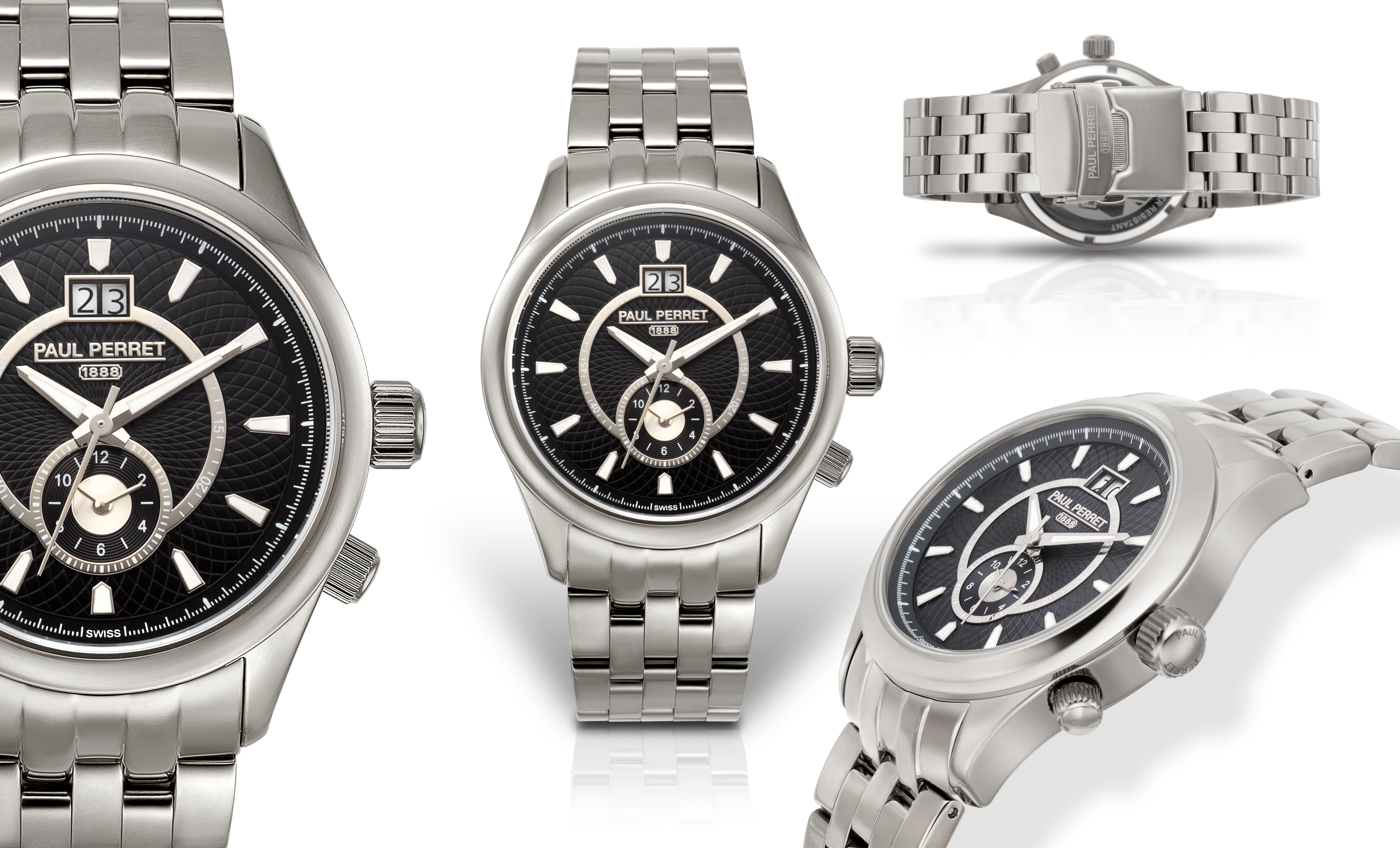 Paul Perret Musset Swiss Quartz Men's Watch Multi-Textured Dial ...