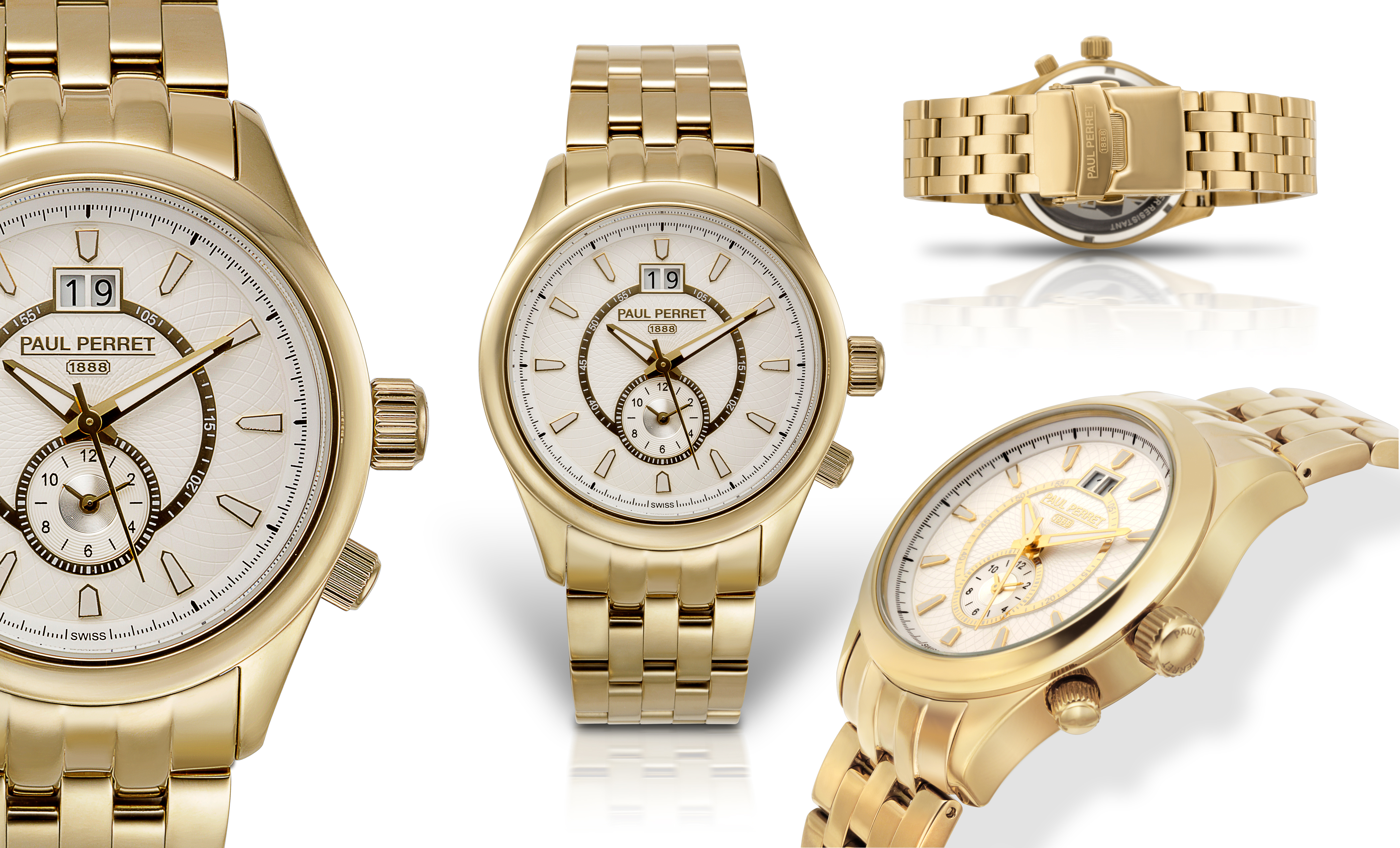 Paul Perret Musset Swiss Quartz Men's Watch Multi-Textured Dial ...