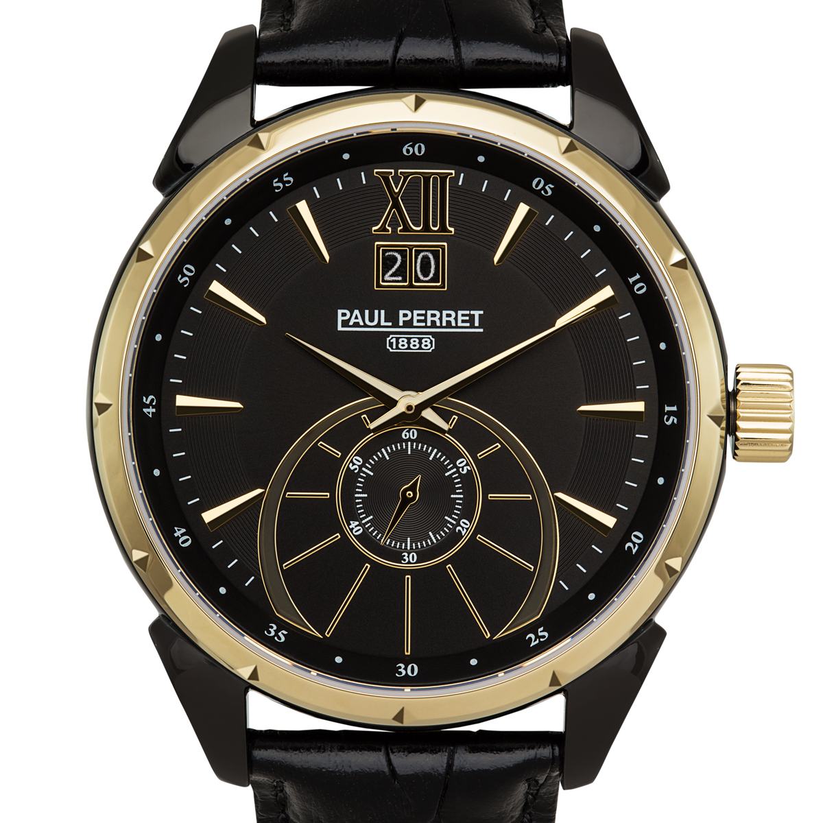 Paul Perret Utopia Men’s Swiss Big Date with decorated sunray dial and ...