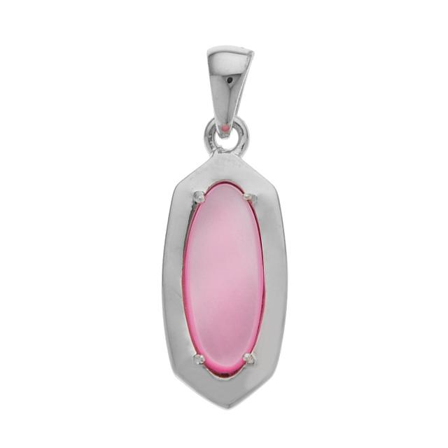 Silver Tone Pink MOP Oval Pendant | Property Room