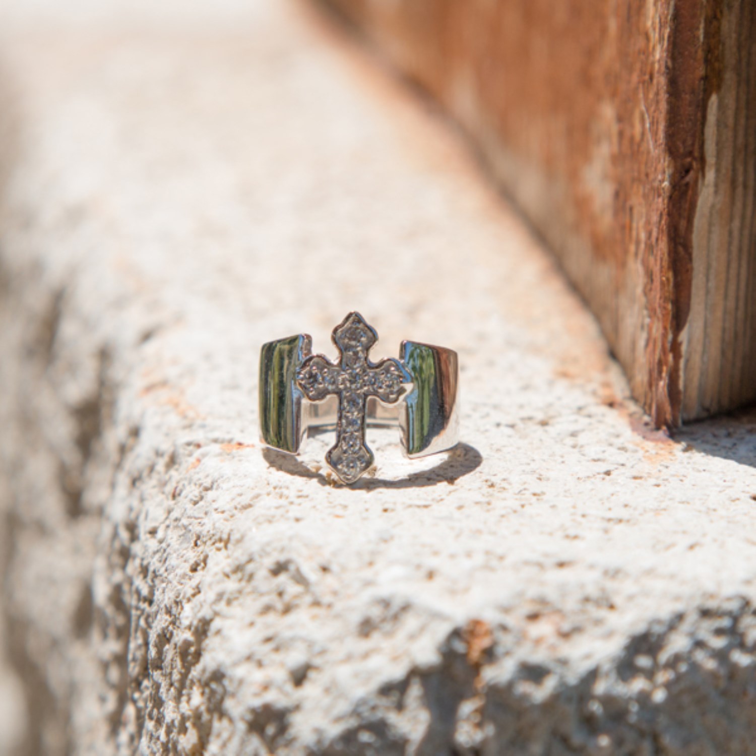 Sterling Silver Cross with CZ Ring | Property Room