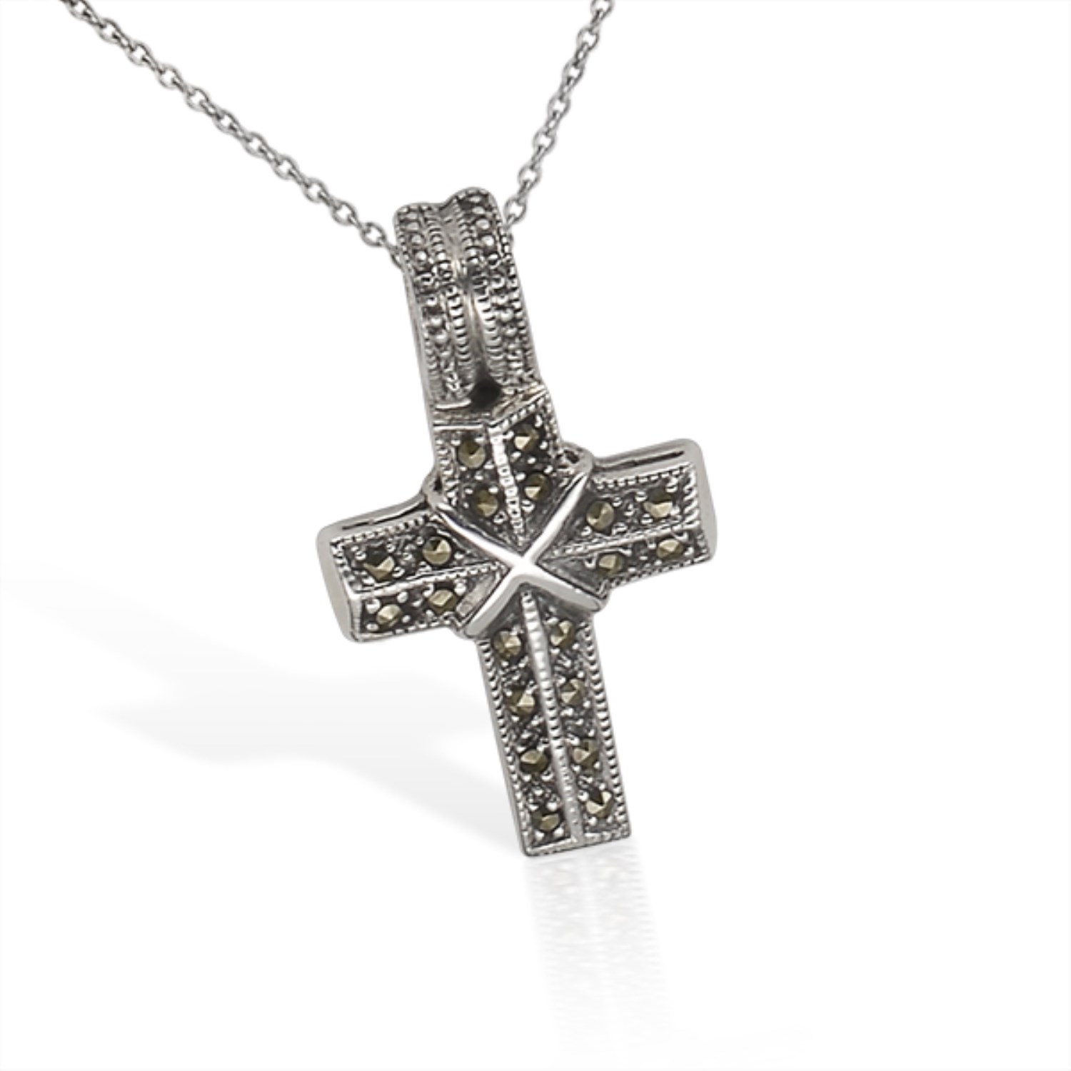Sterling Silver Marcasite Cross 18" Necklace | Property Room