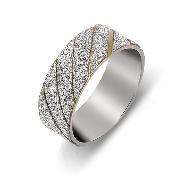 Struttura Men's Stainless Steel Sand Blast Striped Ring ~ Size 12 | Property Room