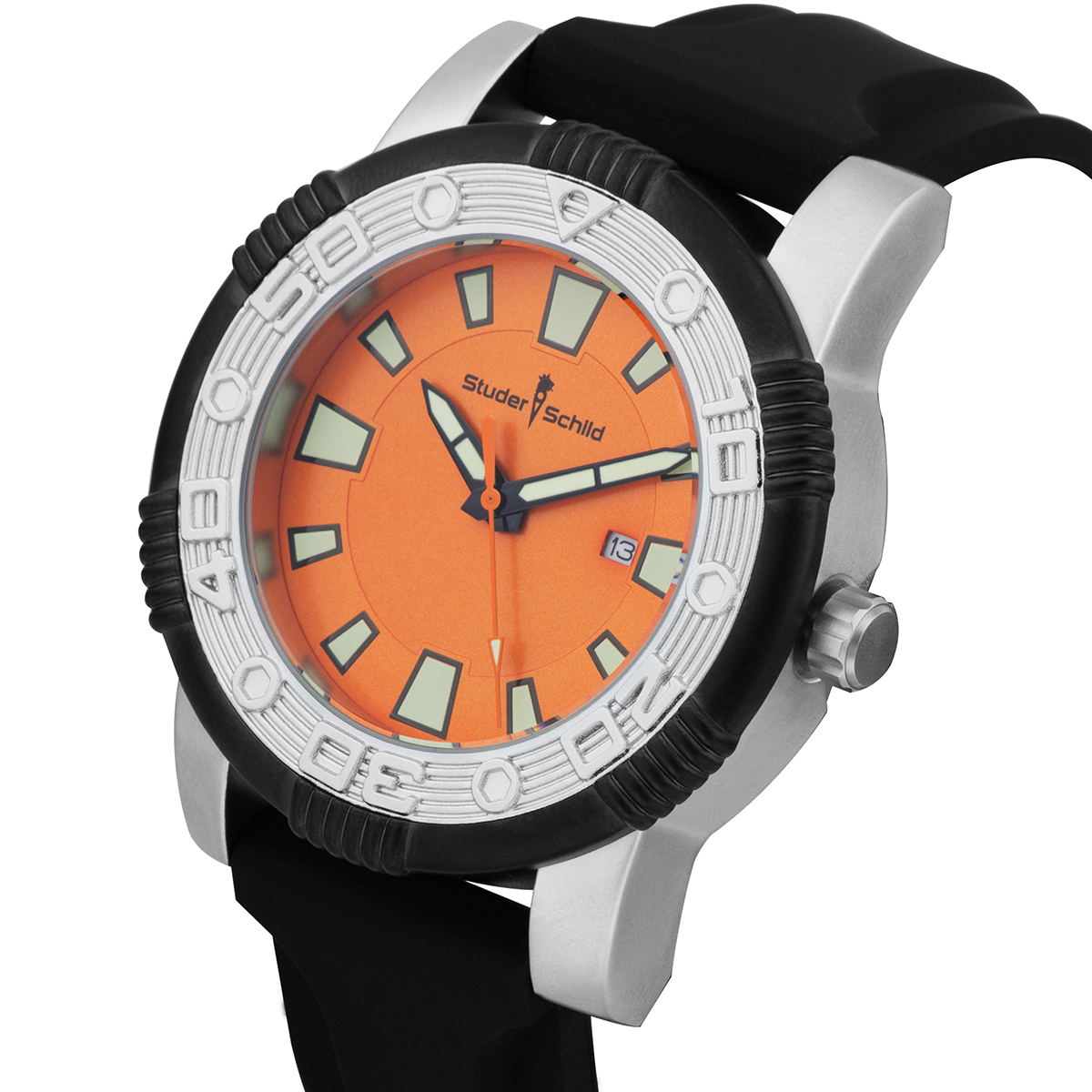 Studer Schild Men's Savage oversized 50mm sport watch, strong lume ...