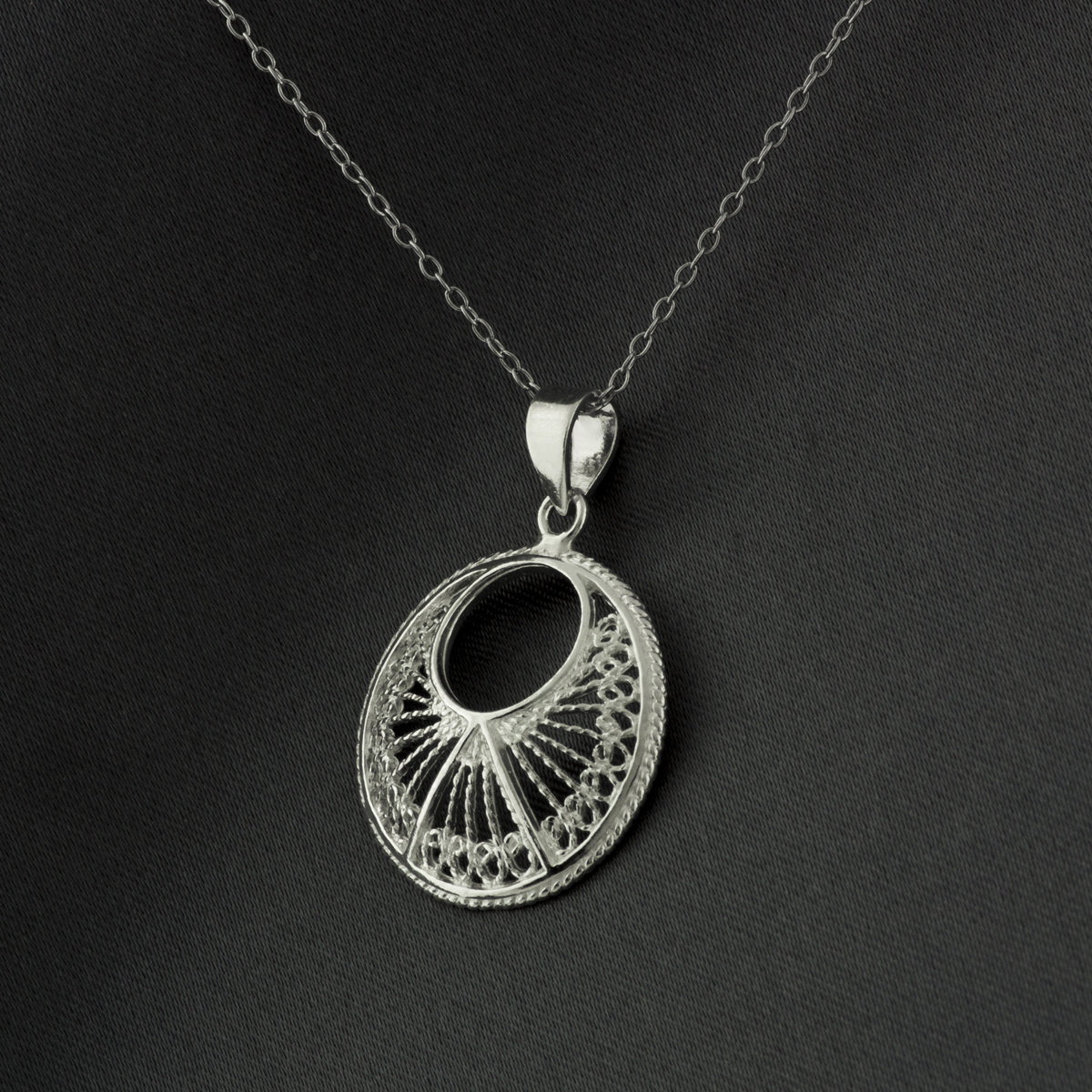 Twisted Wire Negative Space Round Pendant in Solid Sterling Silver ...