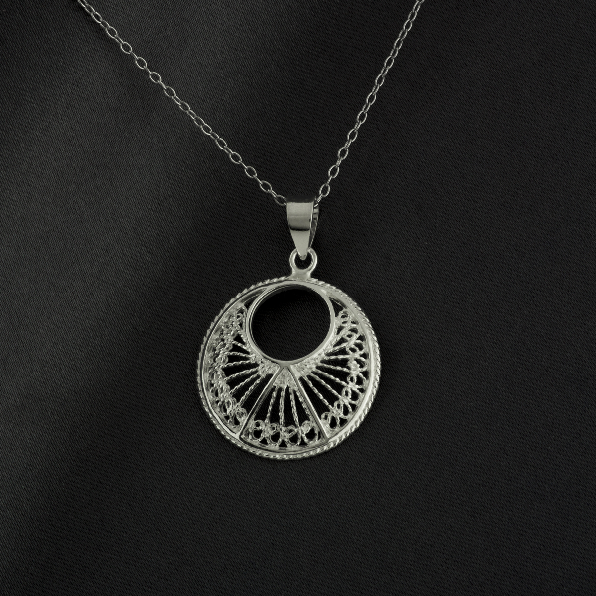 Twisted Wire Negative Space Round Pendant in Solid Sterling Silver ...
