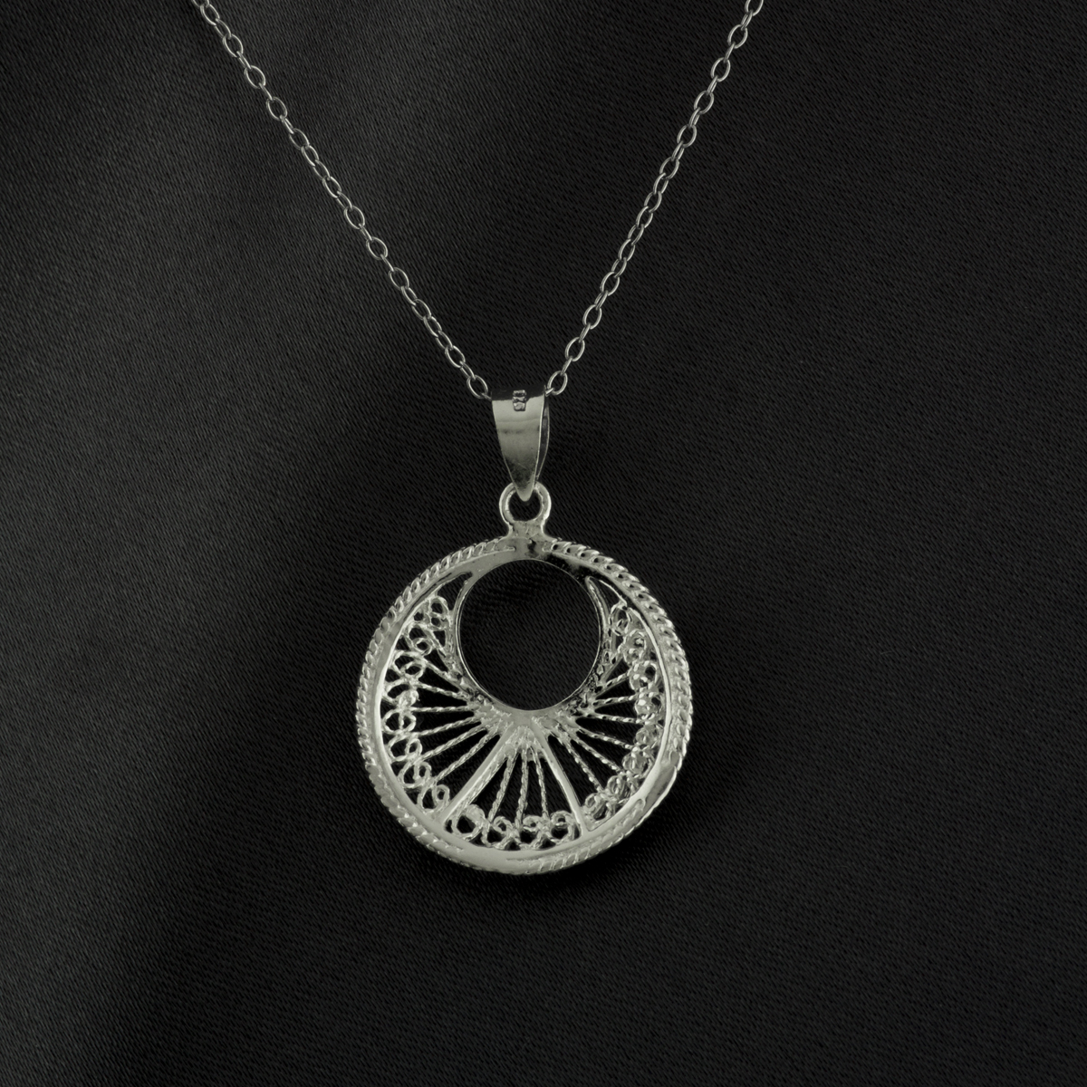 Twisted Wire Negative Space Round Pendant in Solid Sterling Silver ...