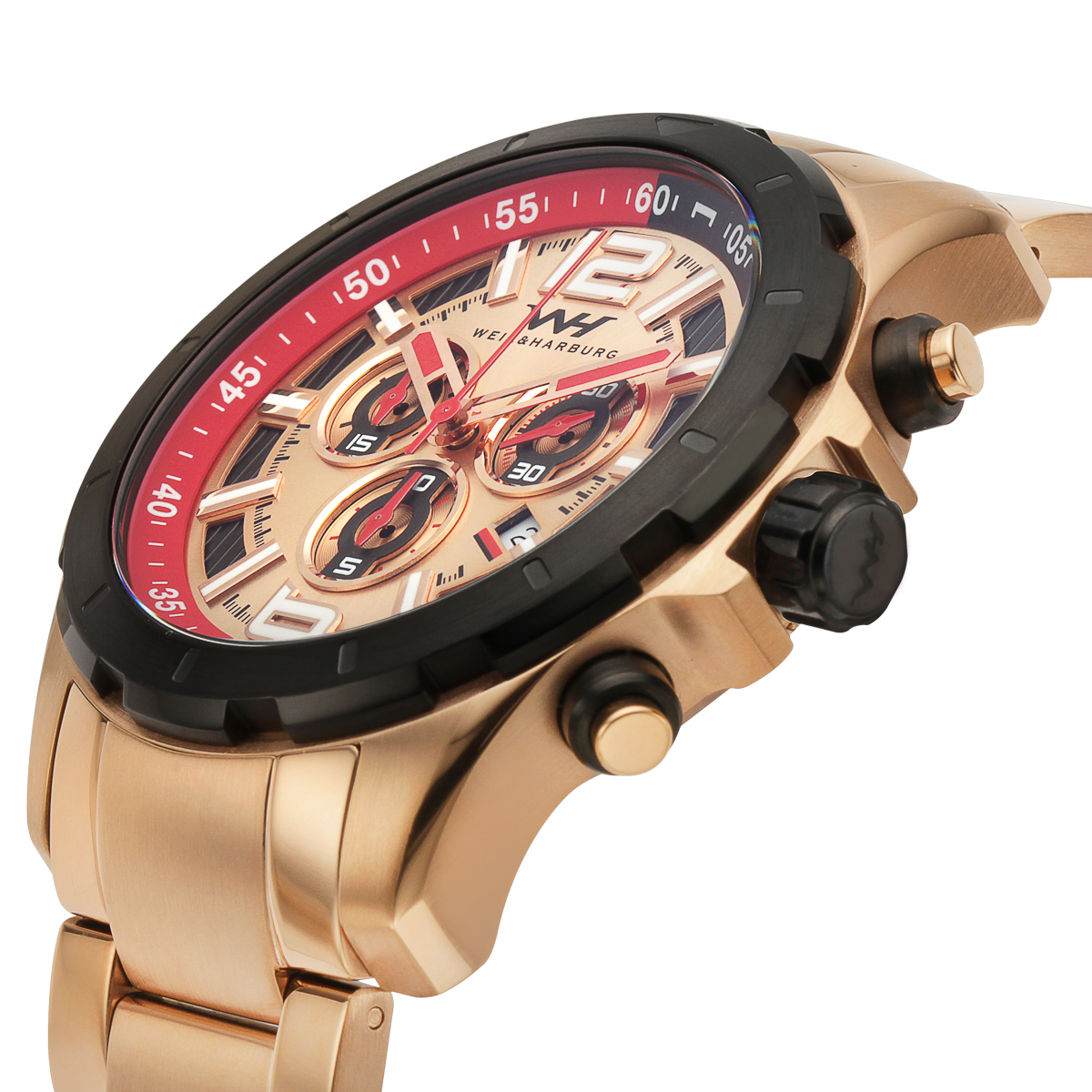 Weil & Harburg Thornton Swiss Chronograph Men's Watch 50mm Stainless ...