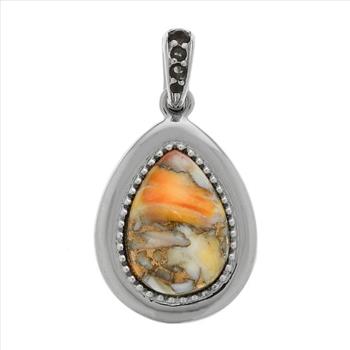 Sterling Silver Spiny Osyter & Smoky Quartz Pear Shaped Pendant ...