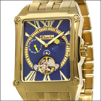 Eberle Gents Vault Automatic Multi-Function Gold Tone/Blue-Gold Dial ...