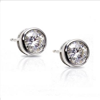 Sterling Silver 6mm Bezel Set Round Stud Earrings | Property Room