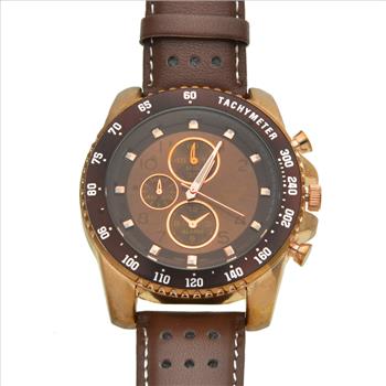 NY London Gotti Mens Watch - Brown Leather Strap, Rose Gold Case, Brown ...