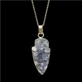 Silvertone Blue Arrowhead Pendant with Chain | Property Room