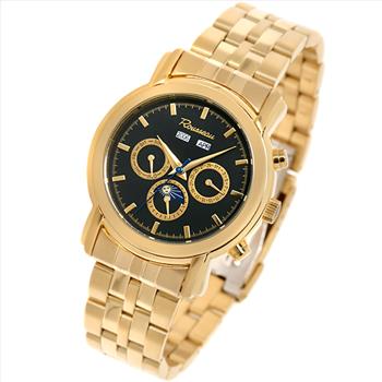 Rousseau Gents Myth Automatic Multi-Function Gold Tone/Black-Gold Dial ...