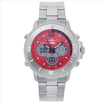 Stuka SR-71 Ana-Digi Mens Watch, Silver Bracelet, Red Dial | Property Room