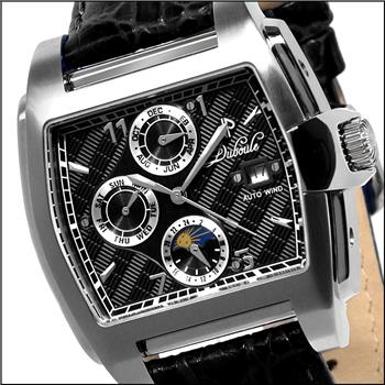 Duboule Automatic Multi-Function Black Leather Strap Gents Watch ...