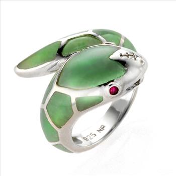 Jade & Ruby Coiled Serpent Ring ~ Size 7 | Property Room