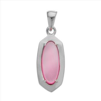 Silver Tone Pink MOP Oval Pendant | Property Room