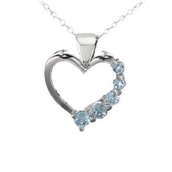 Sterling Silver Blue Graduated Heart Pendant with Chain | Property Room